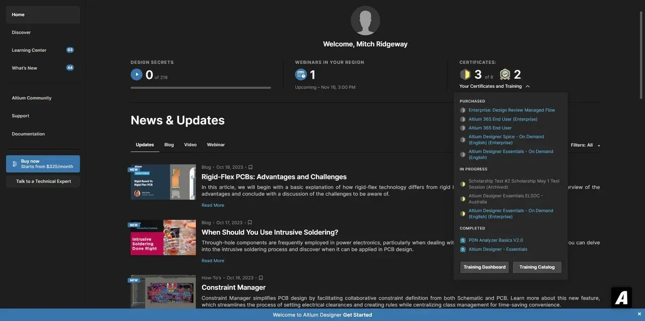 Access to your Training Certificates on My Altium | Altium