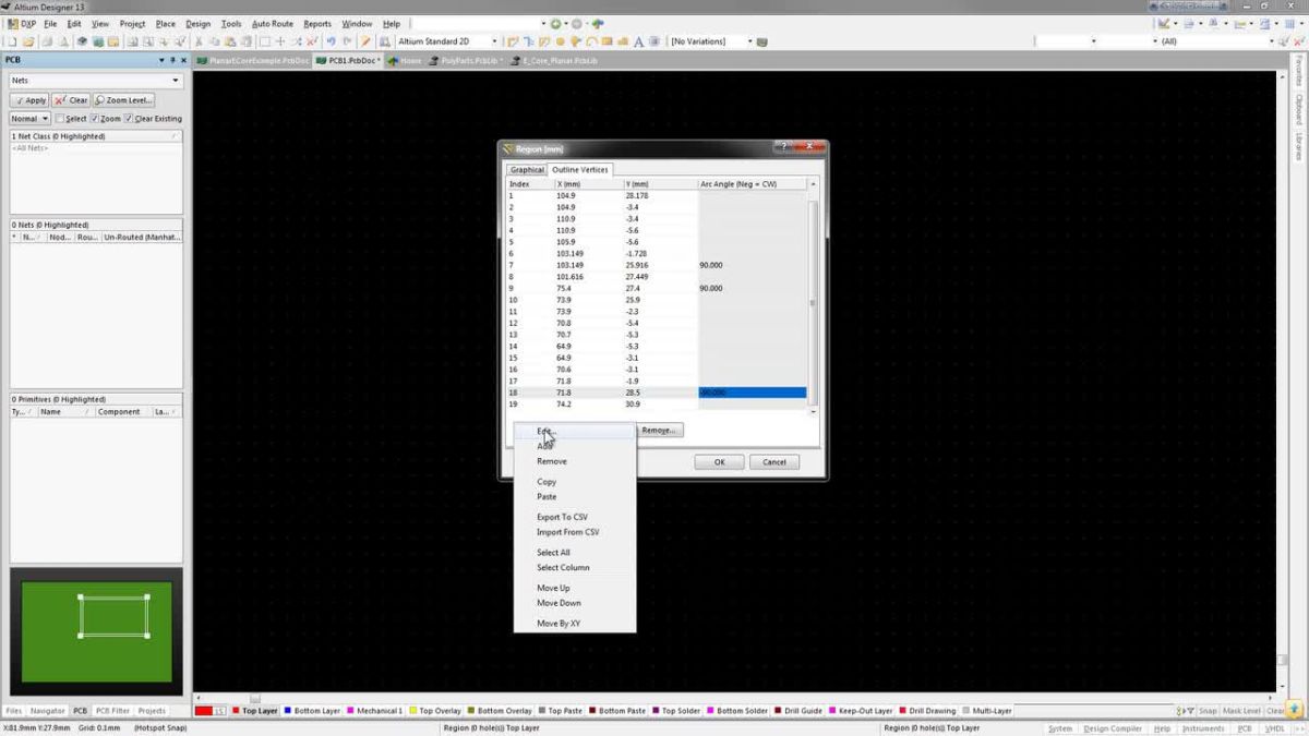 Outline Vertices Editor For PCB Polygon Pours & Regions - Features | Altium