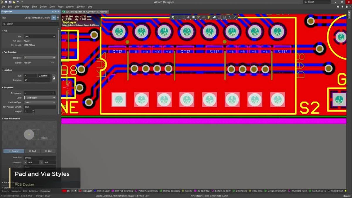 Pad and Via Styles Sneak-Preview | Altium