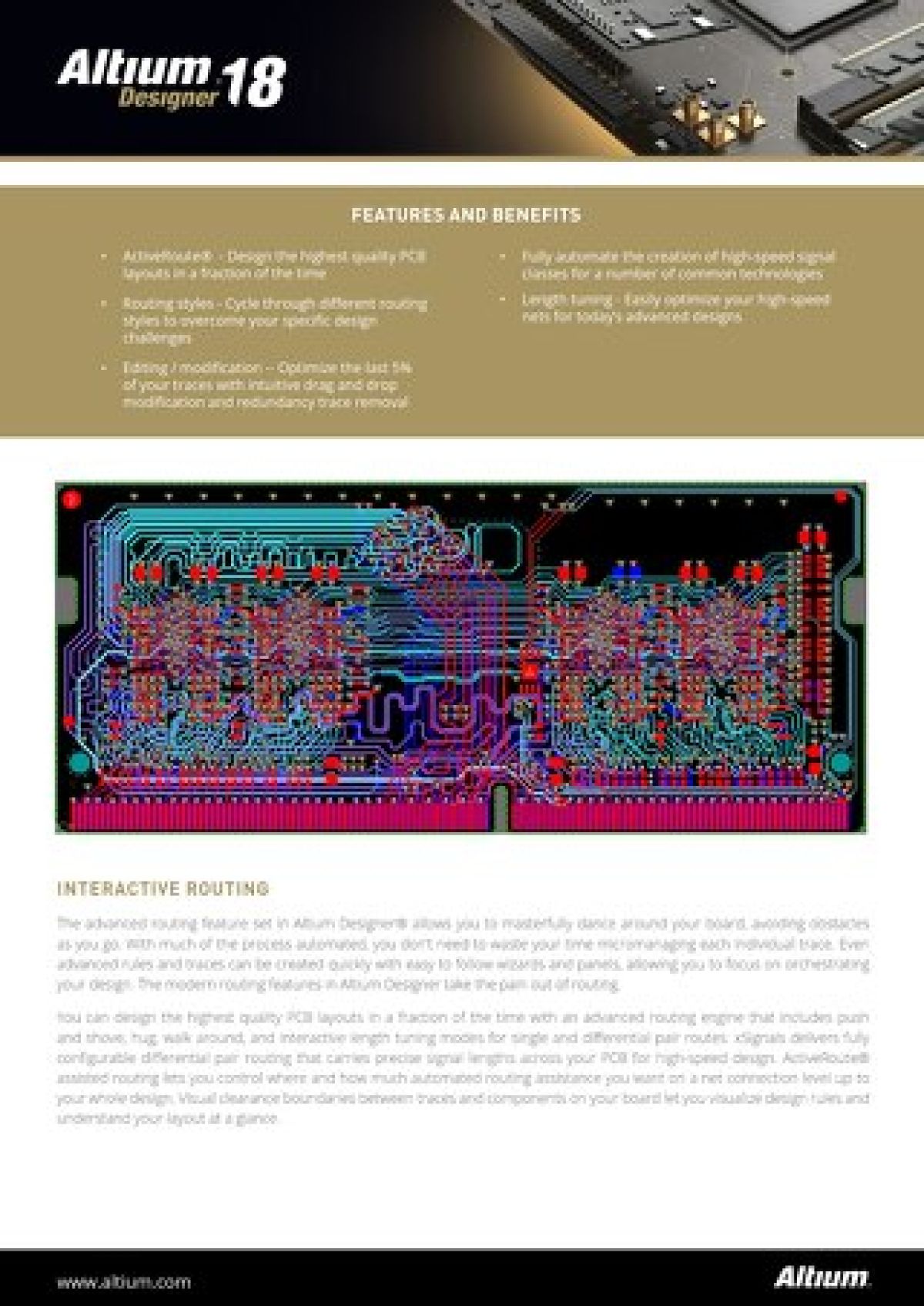 Interactive Routing Datasheet | Sales Collateral | Altium Designer 18